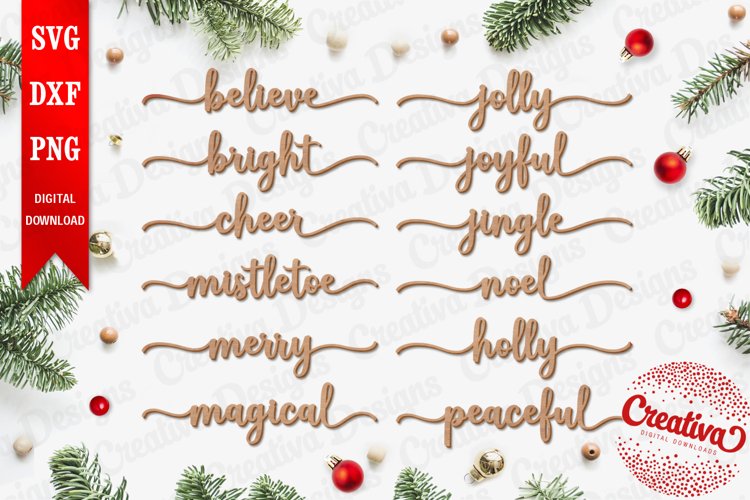 Christmas Words SVG DXF Cut Files & PNG