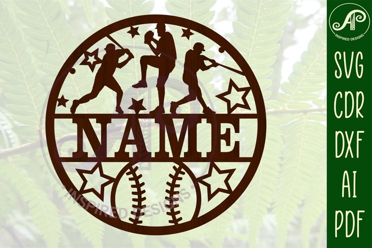 Baseball name sign svg laser cut template