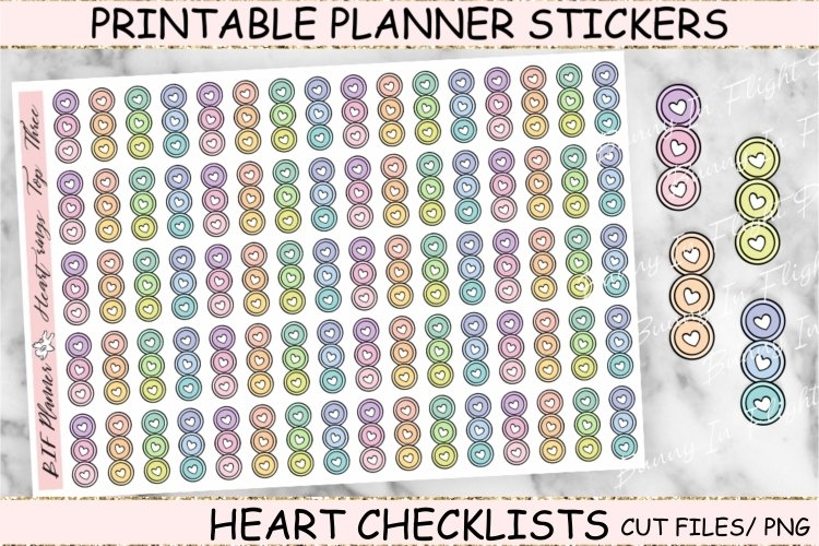 Checklist Hearts Icons in Pastel Colors, Functional Stickers