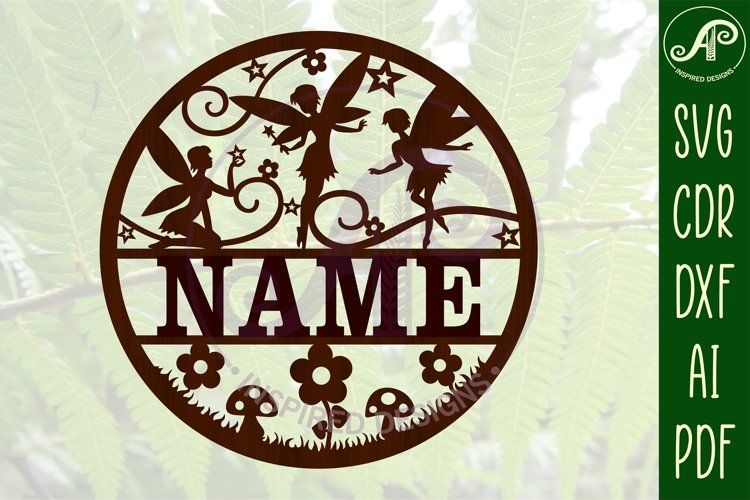 Fairies name sign svg laser cut template