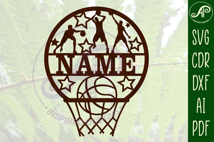 Basketball name sign svg laser cut template