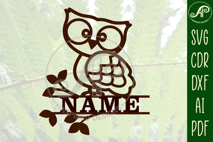 Owl Name sign svg laser cut template (2502901)