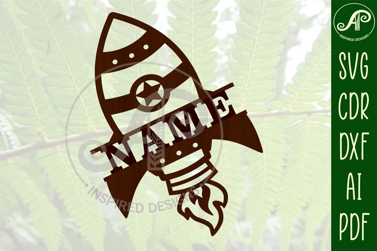 Rocket theme Name sign svg laser cut template