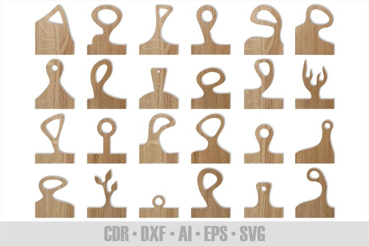 24 Cutting Board Handle Templates Set 2 SVG DXF PDF