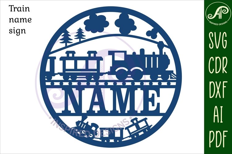 Train name sign svg laser cut template
