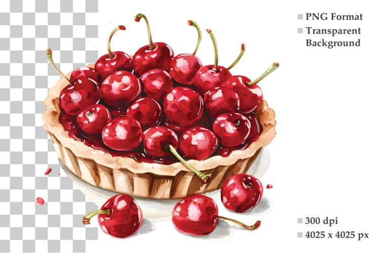 Watercolor Cherry Pie Clipart, Cherry Pie Png