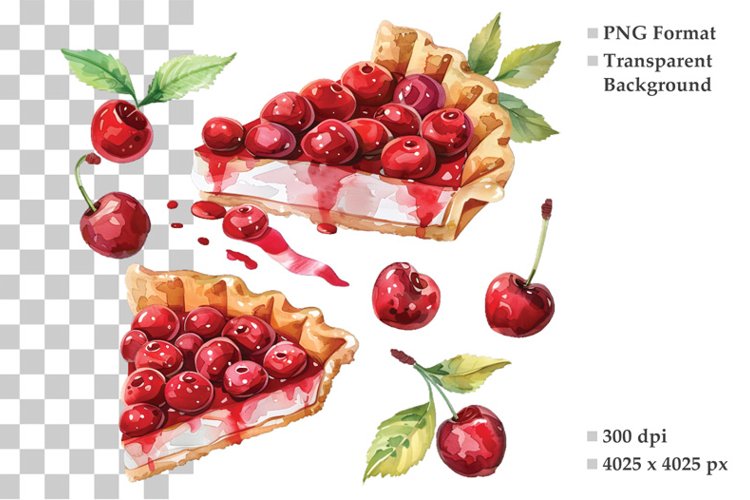 Watercolor Cherry Pie Clipart, Cherry Pie (3394320)