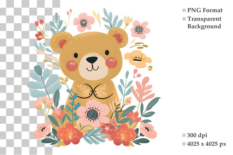 Watercolor Cute Teddy Bear Clipart (3396903)