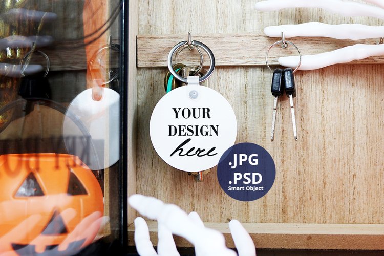 Halloween Skull Keychain mockup, sublimation keychain mockup