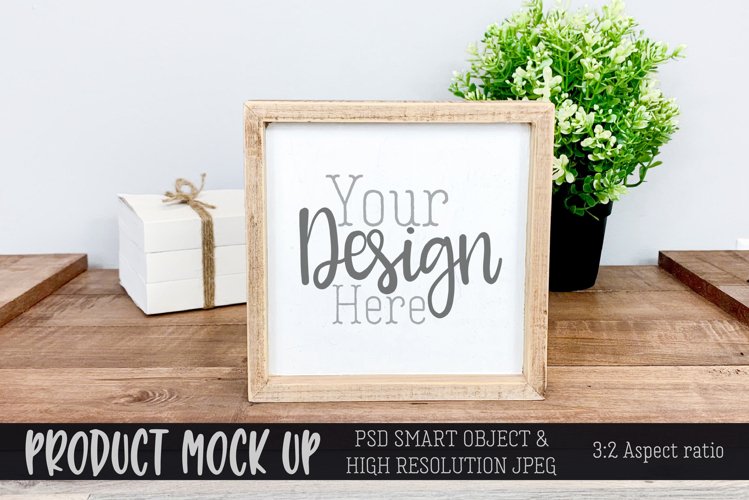 Square farm wood sign MOCK UP | PSD & JPG