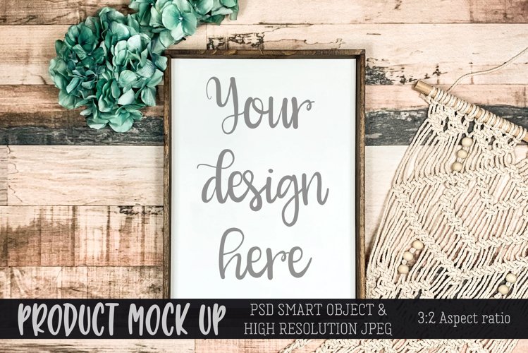 Vertical wood sign on natural wood MOCKUP