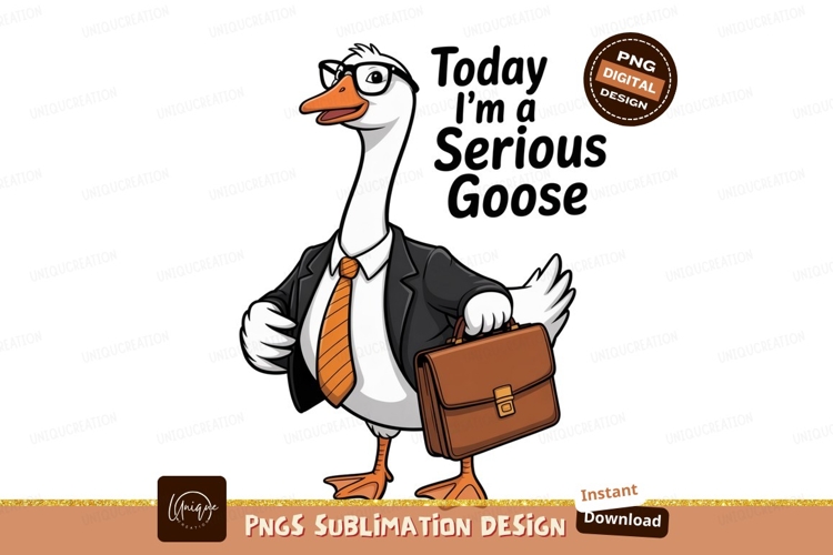 Goose wearing suit carrying briefcase glasses