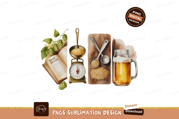 Beer ingredients and finished drink hops grain