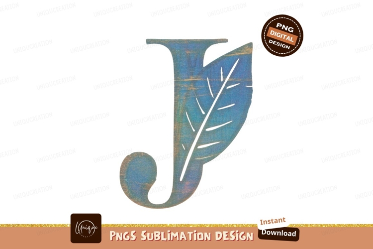 Blue letter j with leaf design image