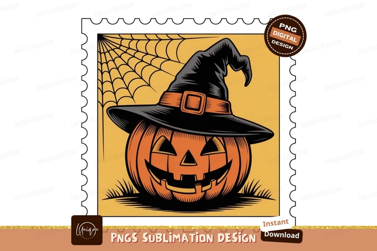 Jackolantern witch hat cobweb halloween pumpkin