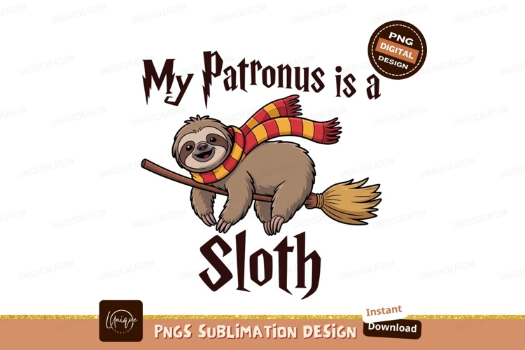 Sloth flying broom scarf fantasy