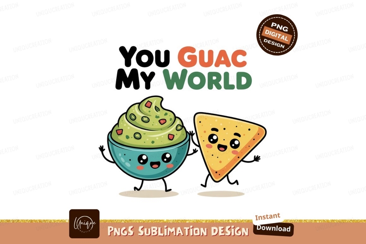 Cute guacamole and tortilla chip characters food