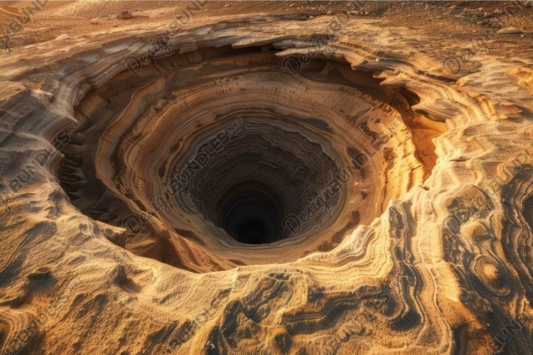 Majestic desert sinkhole at dusk