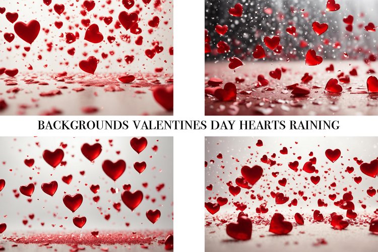 valentines day background hearts raining down