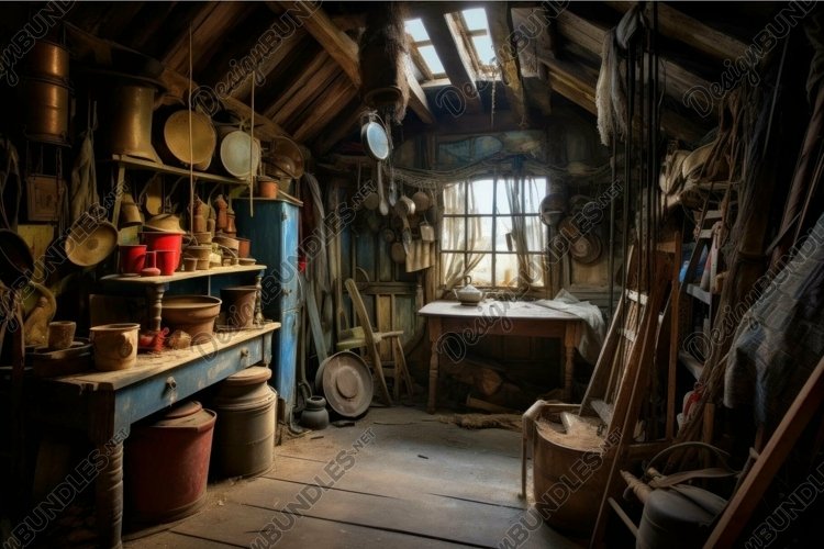 Secluded Storage room cottage. Generate Ai