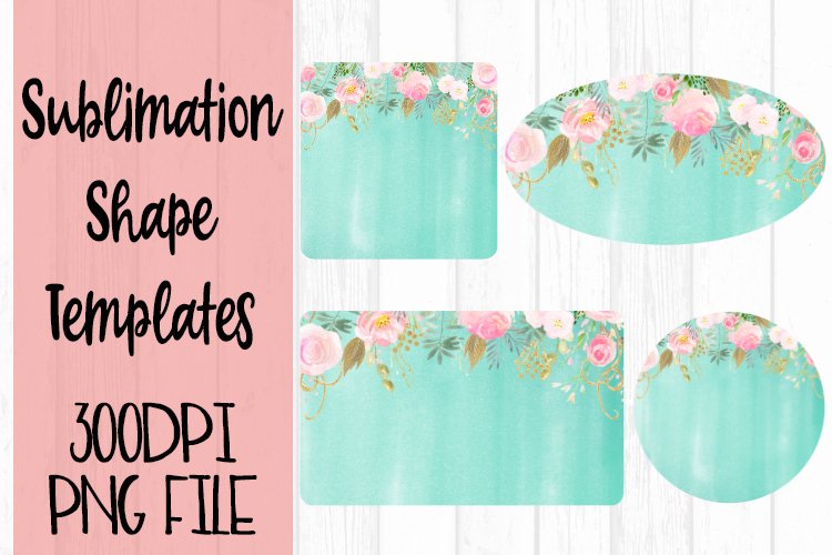 Aqua Watercolor with Flowers Sublimation Templates