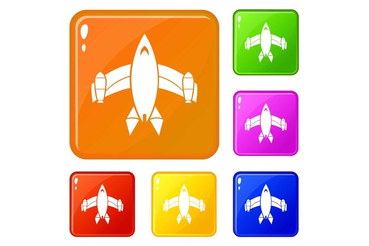 Airliner icons set vector color