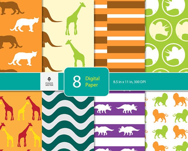 Animals Digital paper background patterns