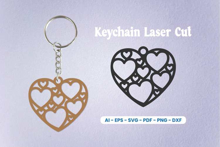 Decorative Heart Laser Cut Keychain SVG