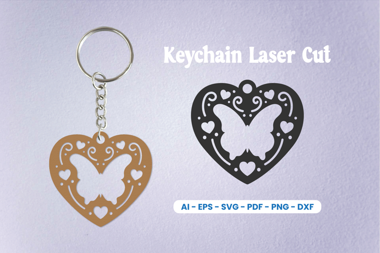 Decorative Heart Laser Cut Keychain SVG