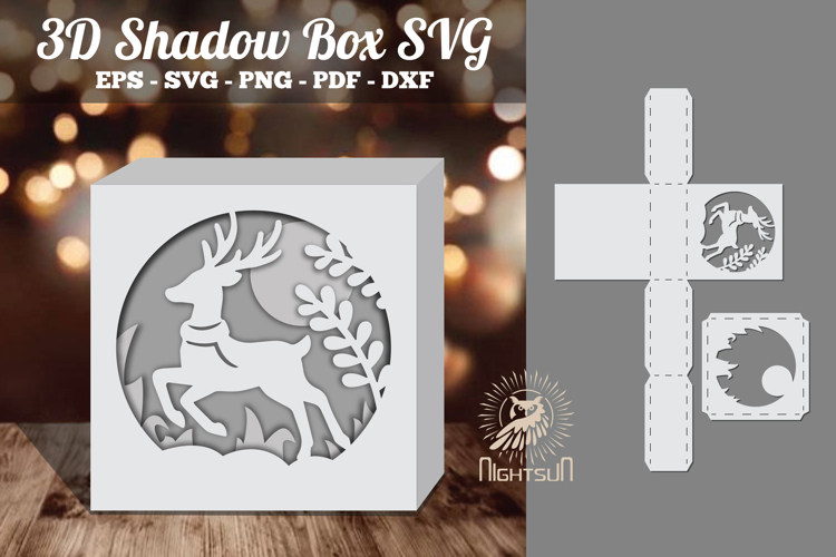 Deer in Forest Papercut Shadow Box (6445509)