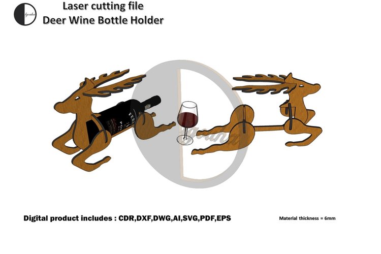 Laser cut files Deer Wine Bottle Holder