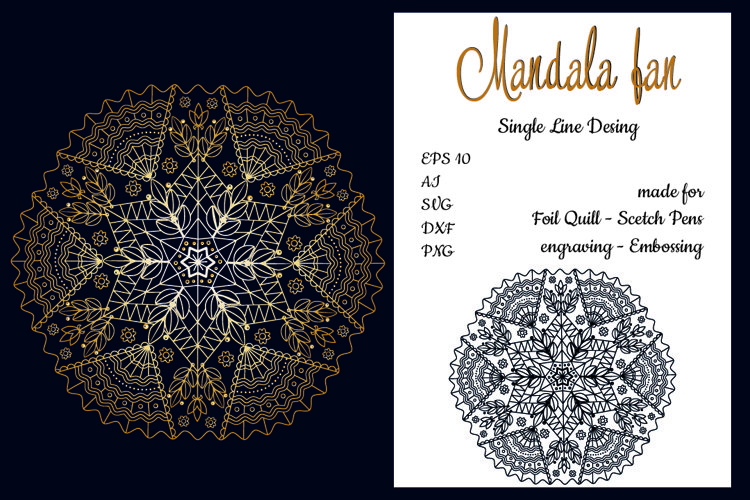 Mandala fan SVG (688081) | Single Line Designs | Design Bundles