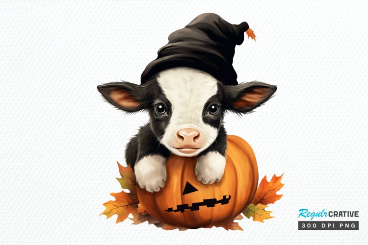 Cute Baby Cow For Halloween PNG Clipart