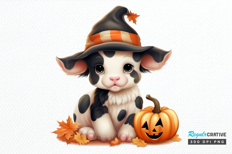 Cute Baby Cow For Halloween PNG Clipart