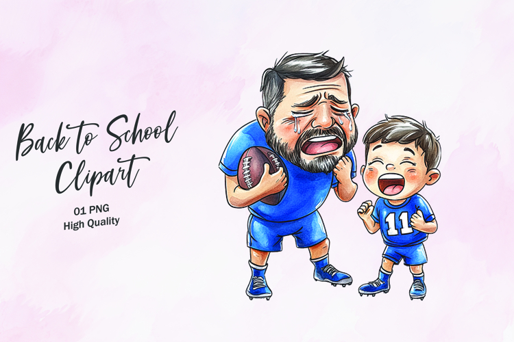 Dad Son Football Angry Clipart Sublimation PNG