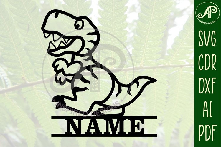 T Rex theme Name sign svg laser cut template