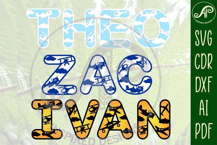 Plane alphabet set. 2 layer letters. 47letter