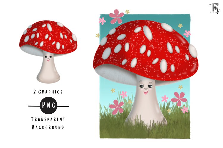 Cute Toadstool Clipart Png Graphic