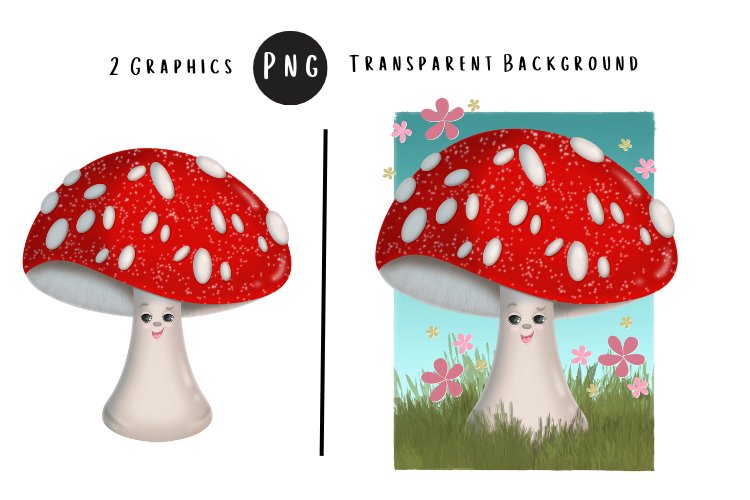 Cute Toadstool Clipart Png Graphic