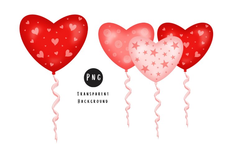 Heart Balloons Clipart, PNG - Transparent Background