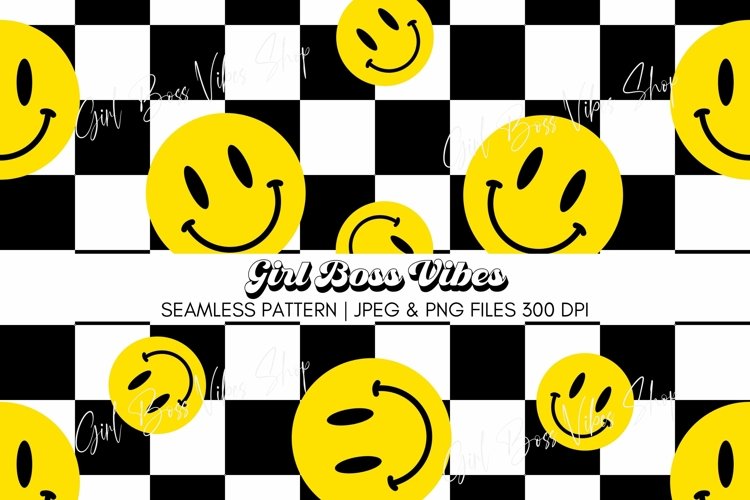 Smiley Face Checkered Seamless Pattern