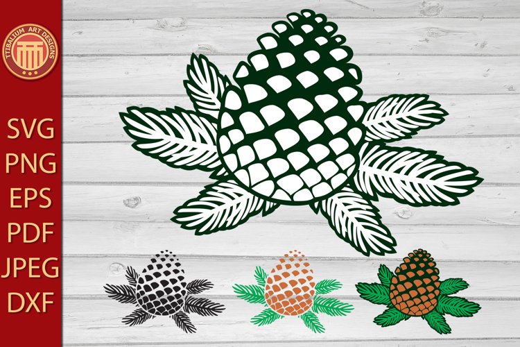 Pine Cone and Branch - eps, jpg, dxf, svg, pdf, png files