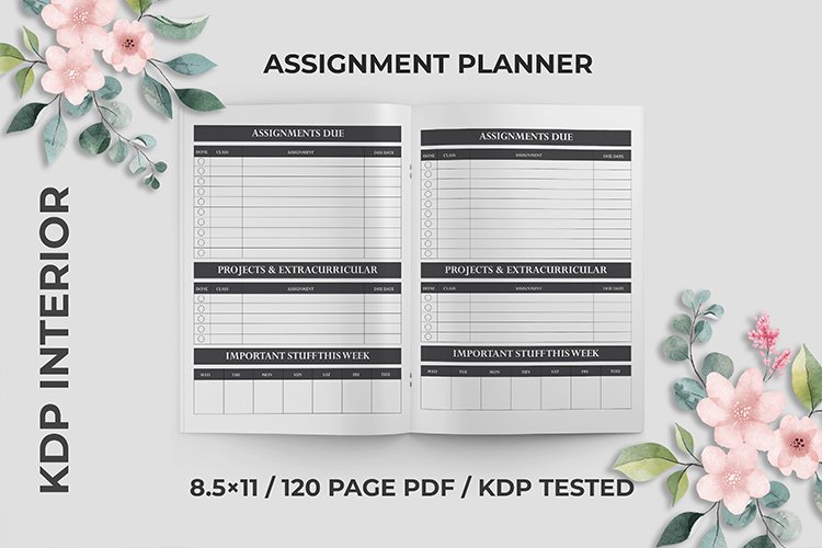 Weekly Assignment Planner KDP Interior