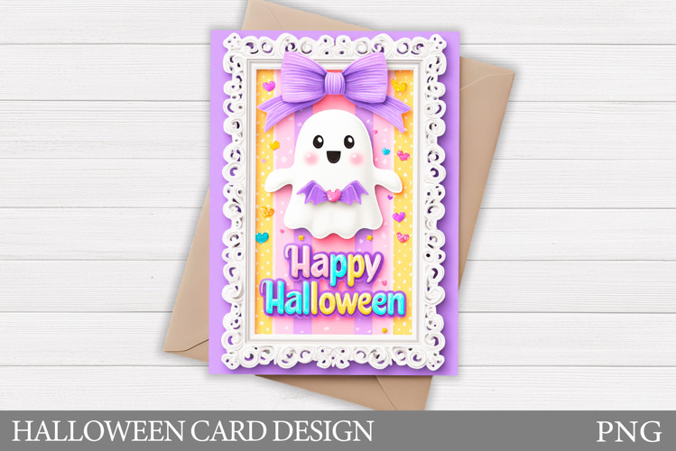 Cute Halloween Card Design. Halloween Ghost Card (5955189)
