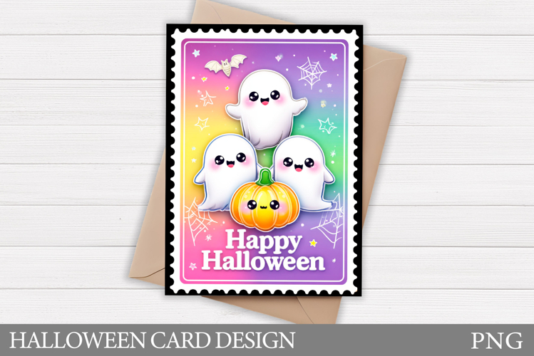 Cute Halloween Card Design. Halloween Ghost Card (5959720)