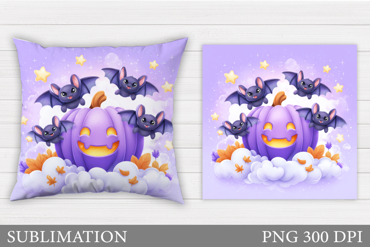 Halloween Bat Pillow Design. Halloween Sublimation (6135629)