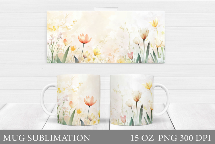 Flowers Mug Sublimation. Wildflowers Mug Design (5705298)