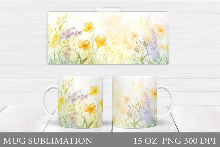 Flowers Mug Sublimation. Wildflowers Mug Design (5705299)