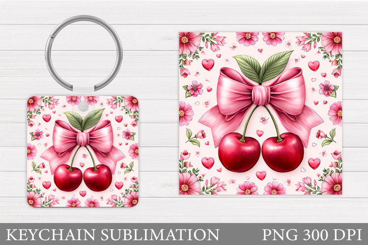 Cherry Keychain Design. Cherries Keychain (6641377)