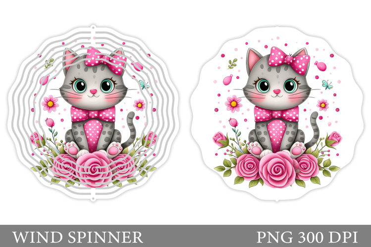 Cute Cat Wind Spinner Design. Cat Flowers Wind (5612796)
